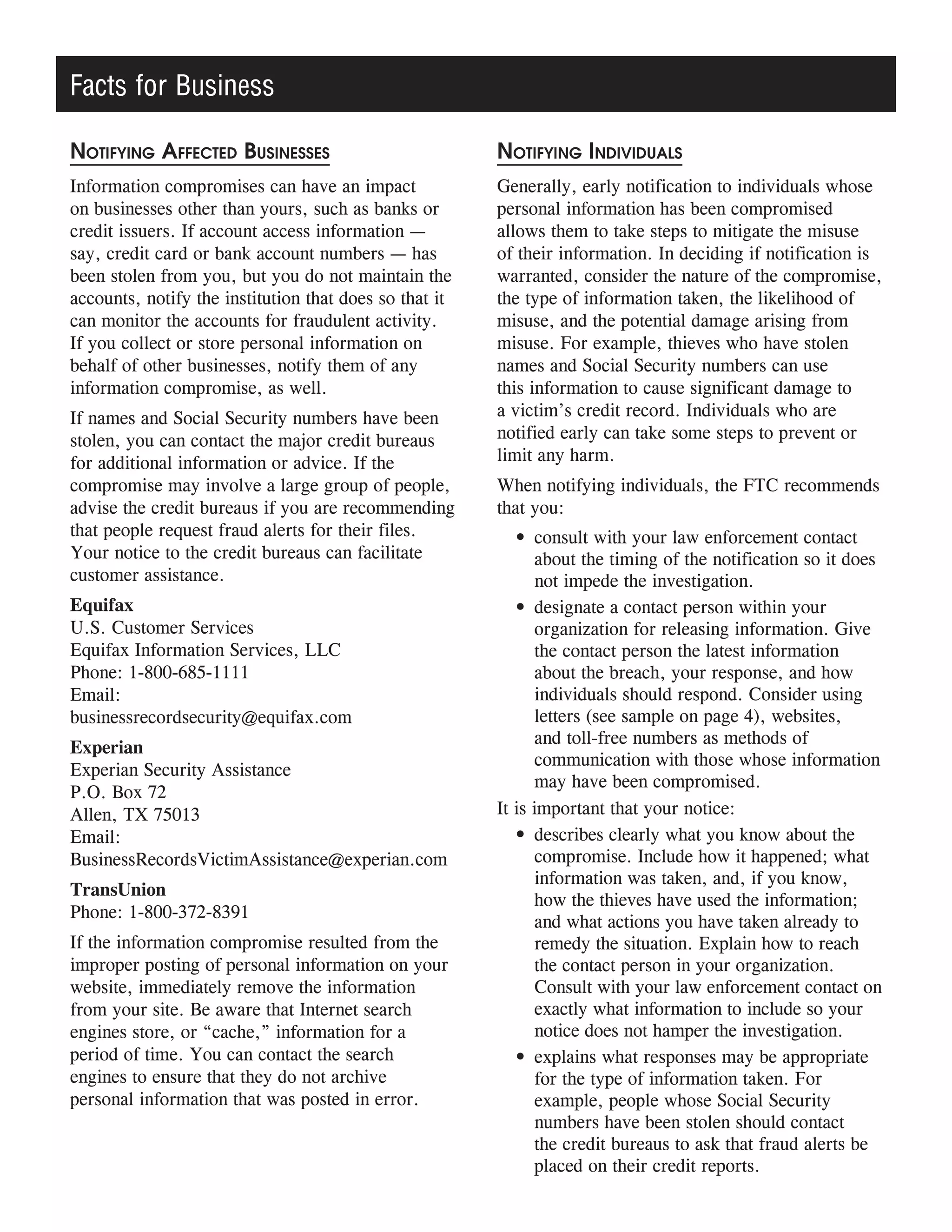 Information Compromise and the Risk of Identity Theft Guidance for your ...