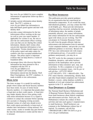 Information Compromise and the Risk of Identity Theft Guidance for your ...