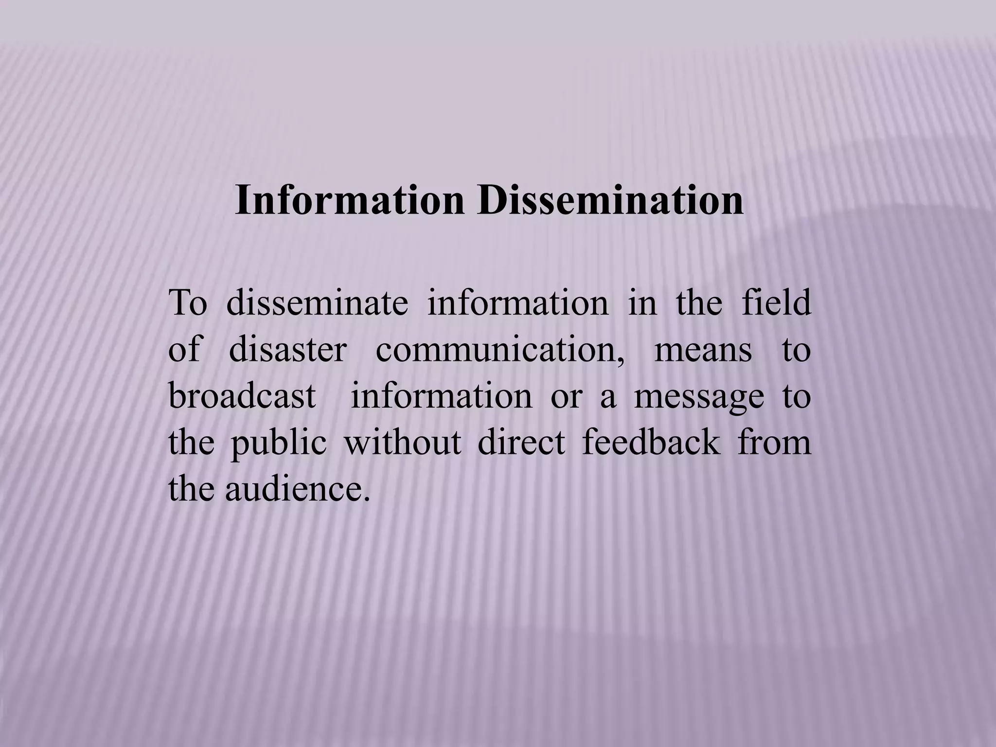 Information dissemination and lacking of communication | PPTX
