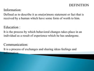 Information education communication (IEC) components, steps in PPT use ...