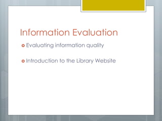 Information Evaluation | PPTX