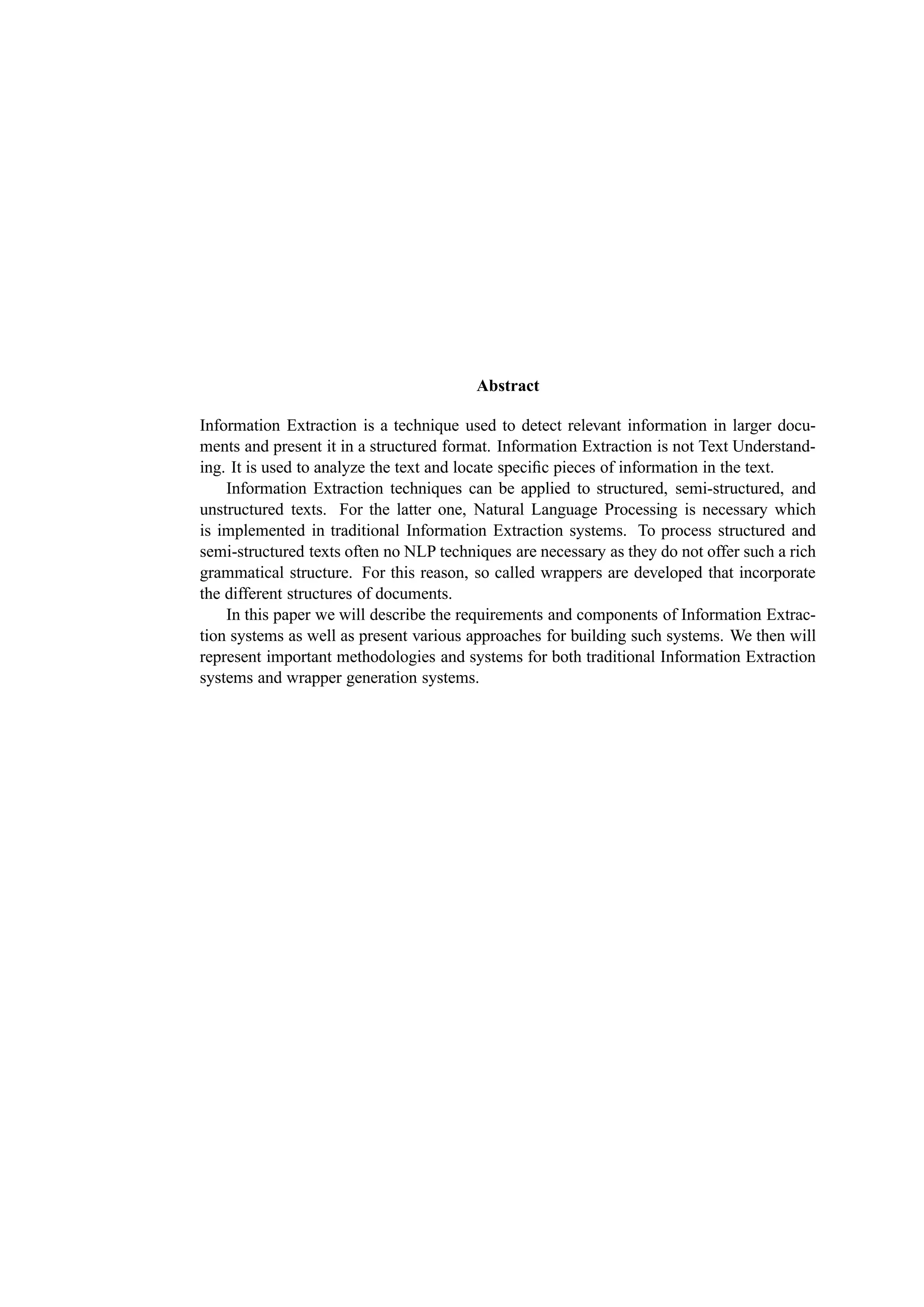 Information Extraction Systems Aspects And Characteristics Pdf