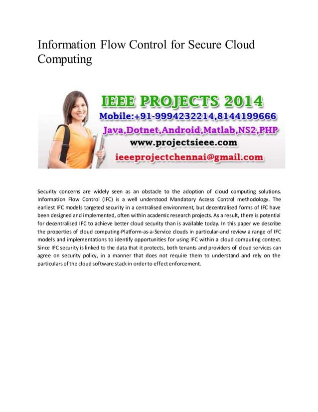 Information flow control for secure cloud computing | PDF
