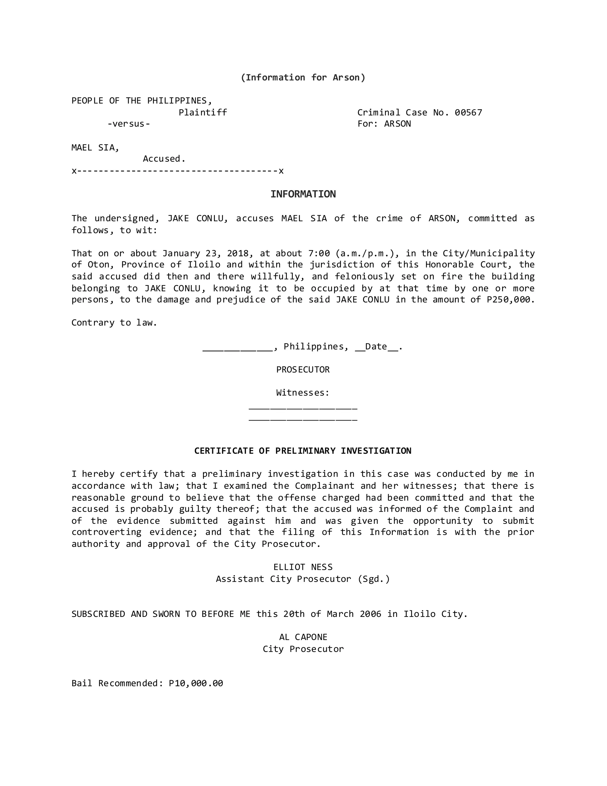 Information for arson | DOCX