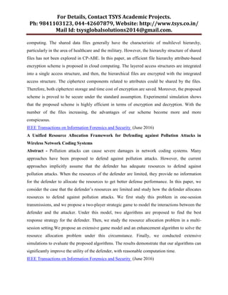 IEEE Information forensic and security Title and Abstract 2016 | PDF