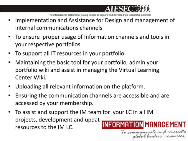 Information & internal communication document aiesec delhi university | PPT