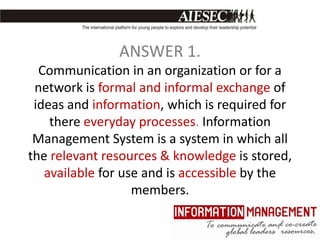 Information & internal communication document aiesec delhi university | PPT