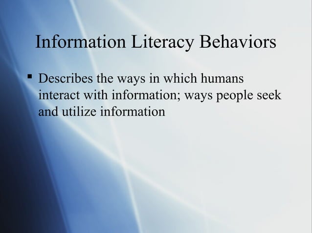 Information literacy Presentation 2010 | PPT