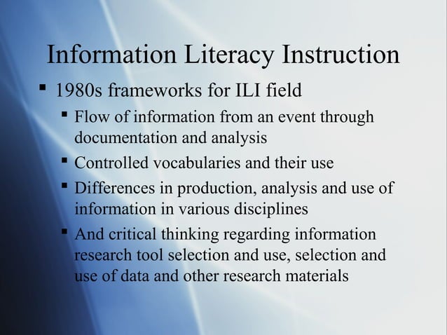 Information literacy Presentation 2010 | PPT