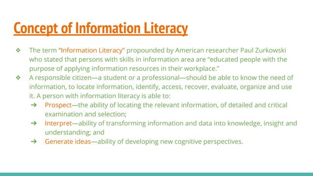 Information literacy (What is Info. Literacy, Need and Importance ...