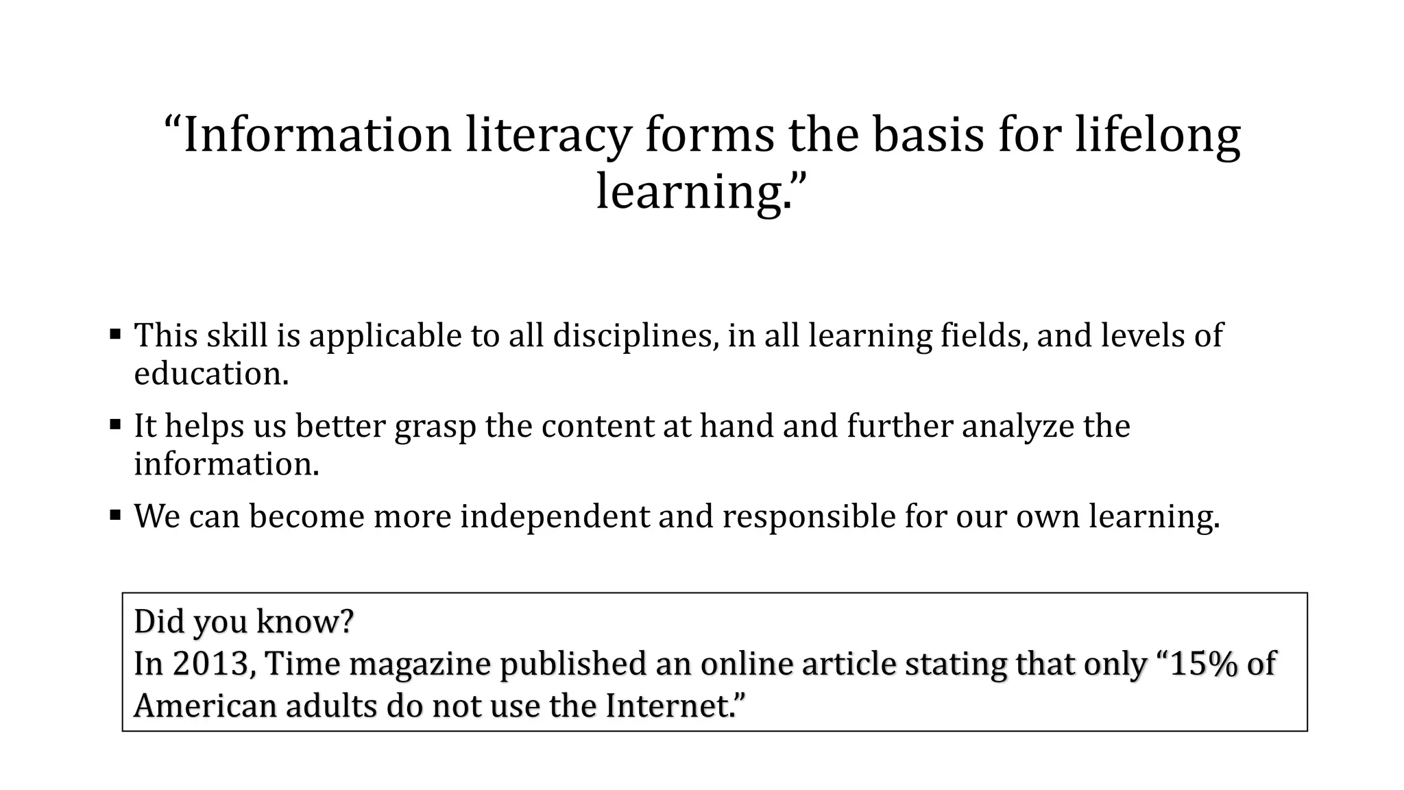 Information Literacy.pptx | Internet for Beginners | Internet