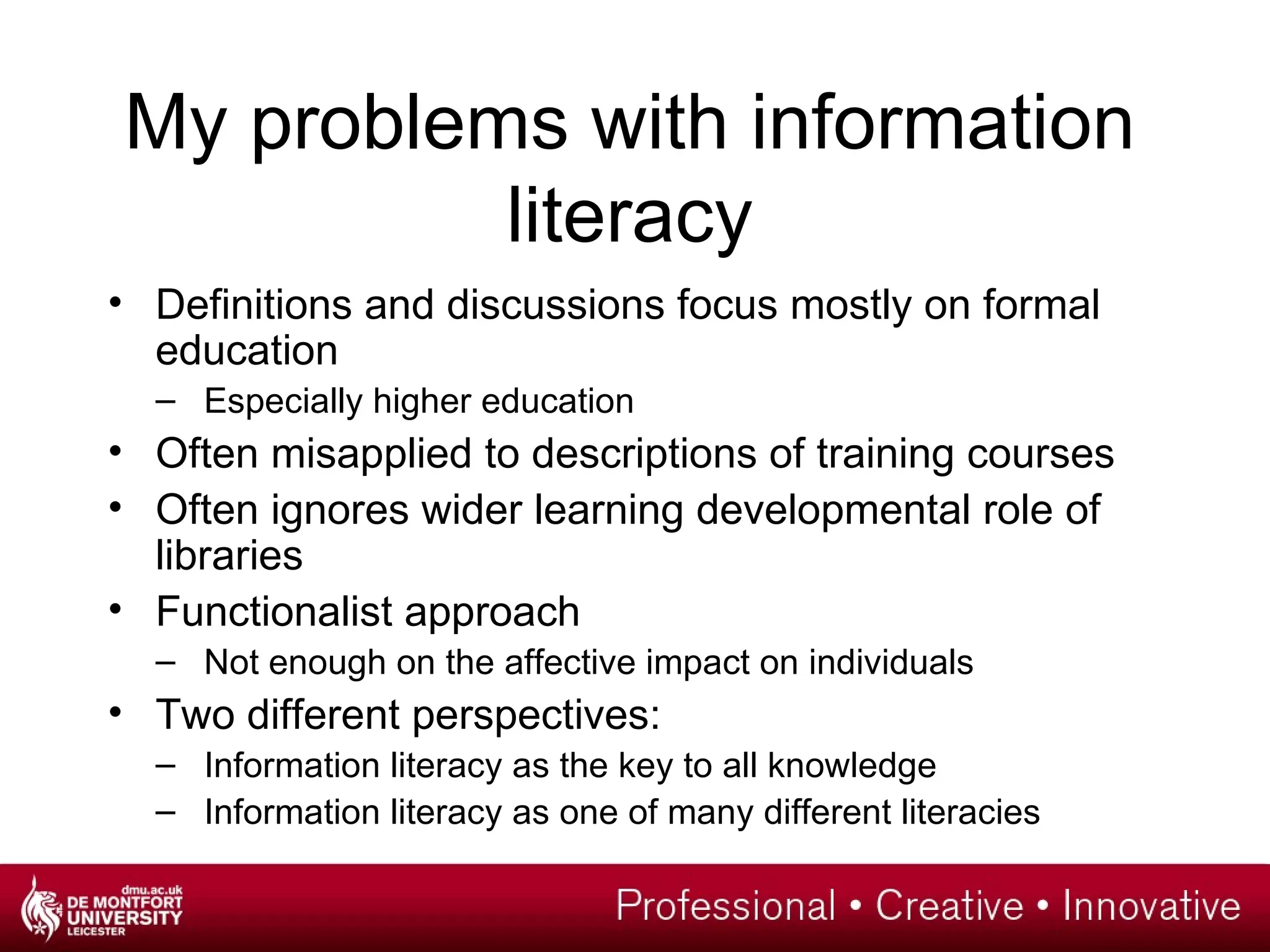 The challenges of information literacy in the prison environment | PPT