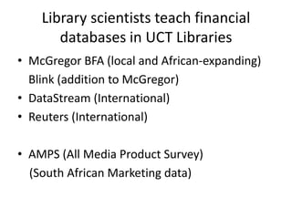 Information literacy for business students in uct libraries | PPTX ...