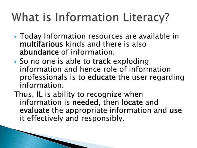 Information literacy for knowledge society | PPTX | Business | Business ...