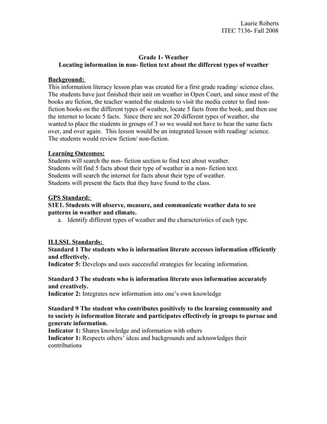 Information literacy lesson plan | PDF