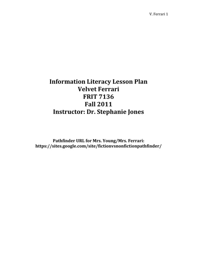 Information literacy lesson plan | PDF