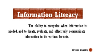 Media and Information Literacy_information literacy notes | PPT