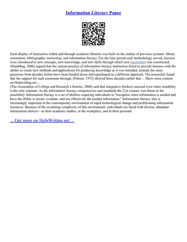 Information Literacy Paper | PDF