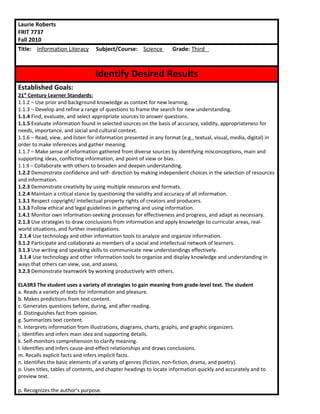 Information literacy unit ubd (praciticum) | PDF