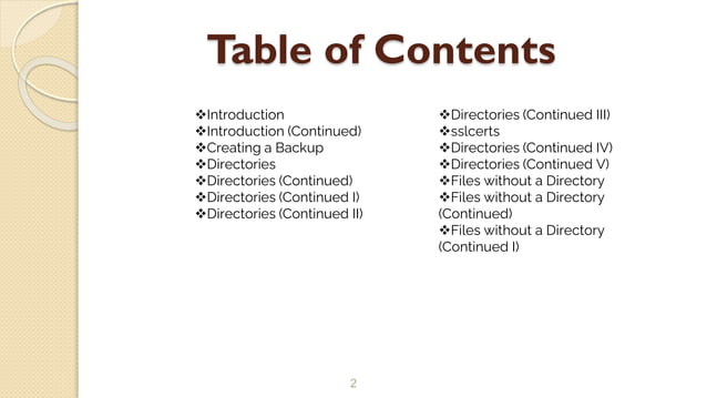 Information on Backup Tarball Contents | PPT