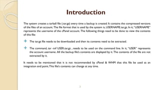 Information on Backup Tarball Contents | PPT