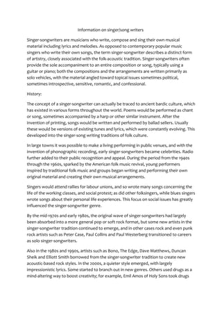 Information on singer | DOC