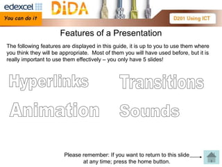 Features of a presentation to create the Information Point | PPT