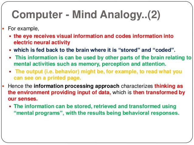 Cognitive Psychology and Information processing in Computers