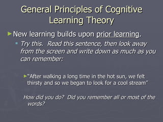 Information processing & cognitive theories of learning | PPT