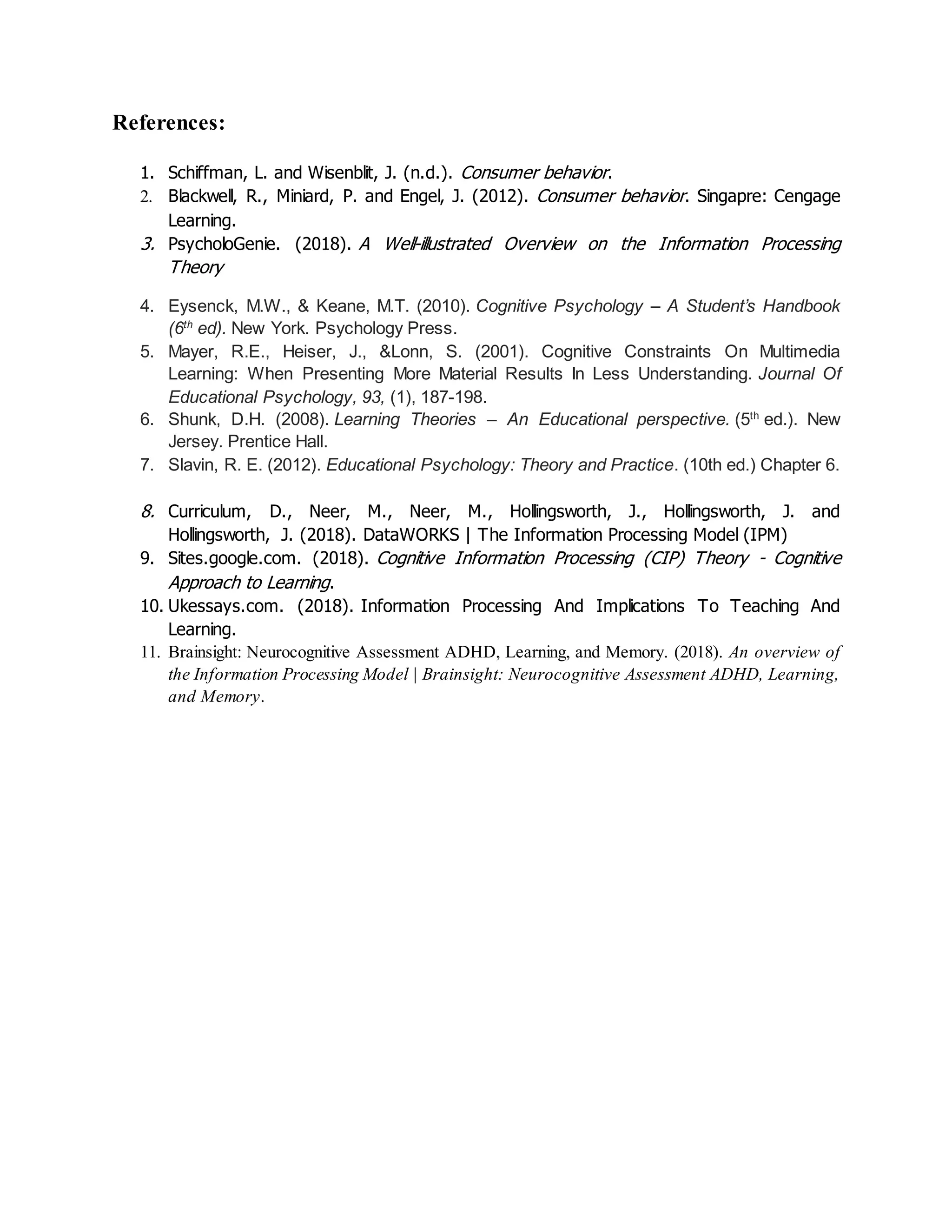 Information processing theory | DOCX