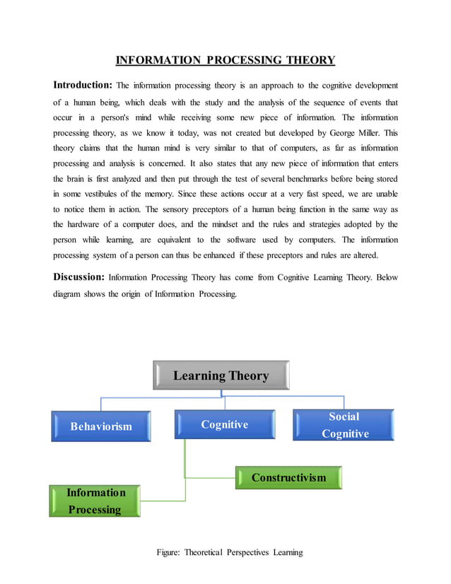 Information Processing Theory Docx Data Storage And Warehousing Computing