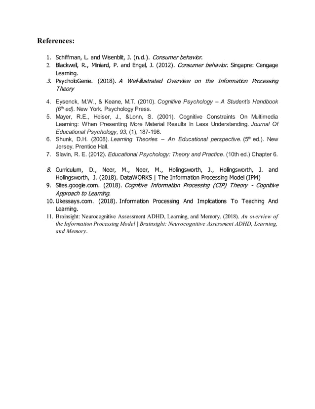 Information processing theory | DOCX | Data Storage and Warehousing | Computing