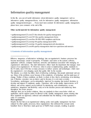 Information quality management | DOCX