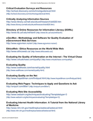 Information Quality Resources on The Internet | PDF