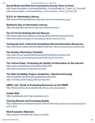 Information Quality Resources on The Internet | PDF