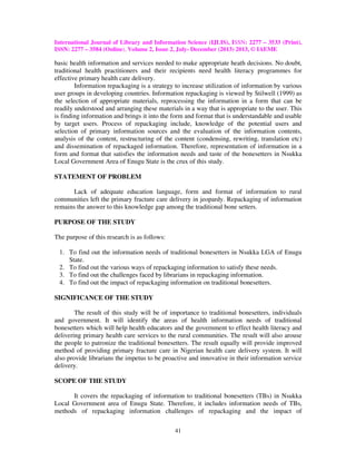 Information repackaging for traditional bonesetters in nsukka | PDF