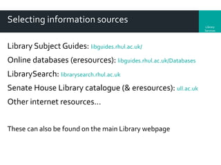 Classics Information research skills for projects and dissertations | PPTX
