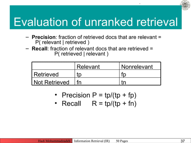Information retreival, By Hadi Mohammadzadeh | PPT | Free Download