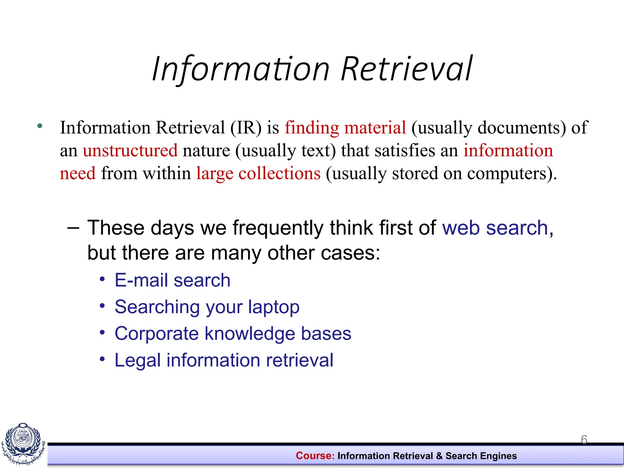 Information Retrieval -Lecture 1.pptx intro | PPTX