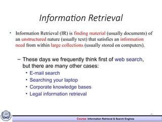 Information Retrieval -Lecture 1.pptx intro | PPTX