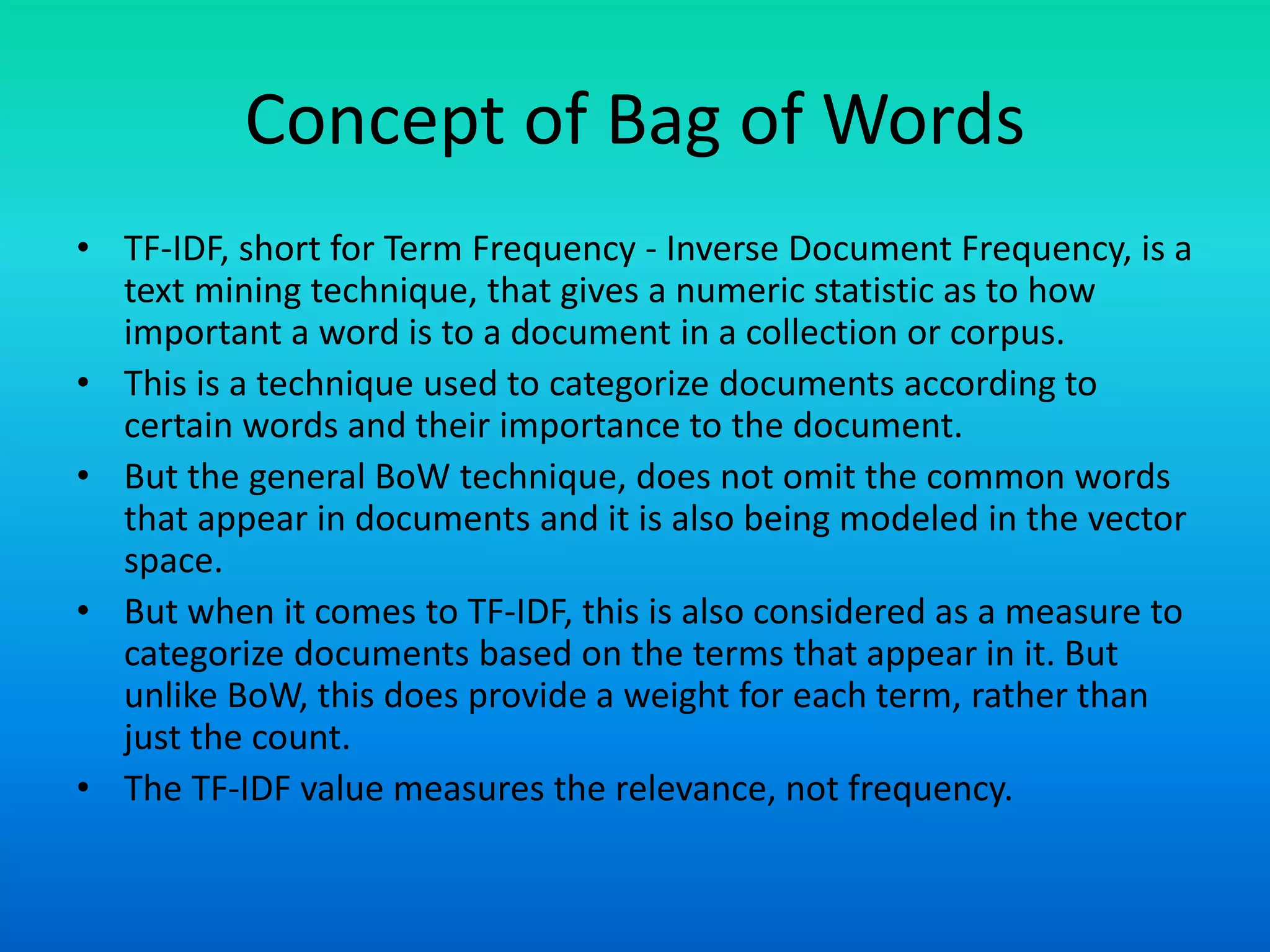 Information retrieval 10 tf idf and bag of words | PPTX