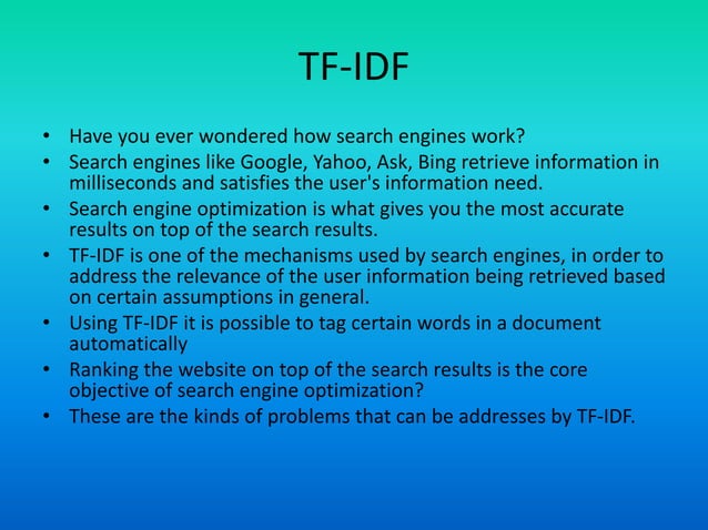 Information Retrieval 10 Tf Idf And Bag Of Words Pptx Search Internet