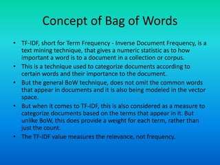 Information retrieval 10 tf idf and bag of words | PPTX