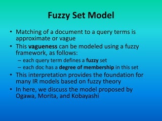 Information retrieval 14 fuzzy set models of ir | PPTX