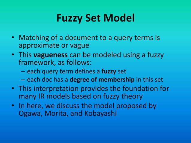 Information Retrieval 14 Fuzzy Set Models Of Ir Pptx Computing Technology And Computing