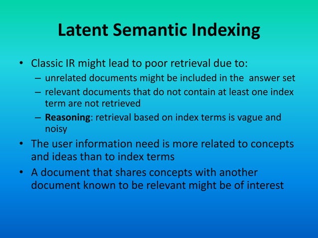 Information Retrieval 16 Latent Semantic Indexing Model Pptx Computing Technology And Computing