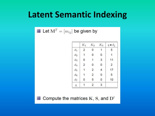 Information retrieval 16 latent semantic indexing model | PPTX | Computing | Technology & Computing