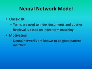 Information retrieval 17 neural network model | PPTX