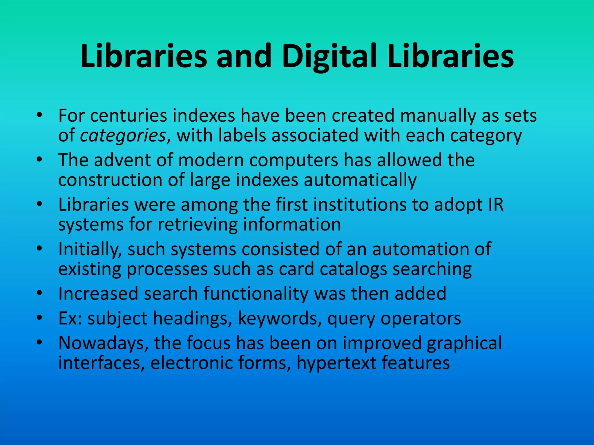 Information retrieval 1 introduction to ir | PPTX