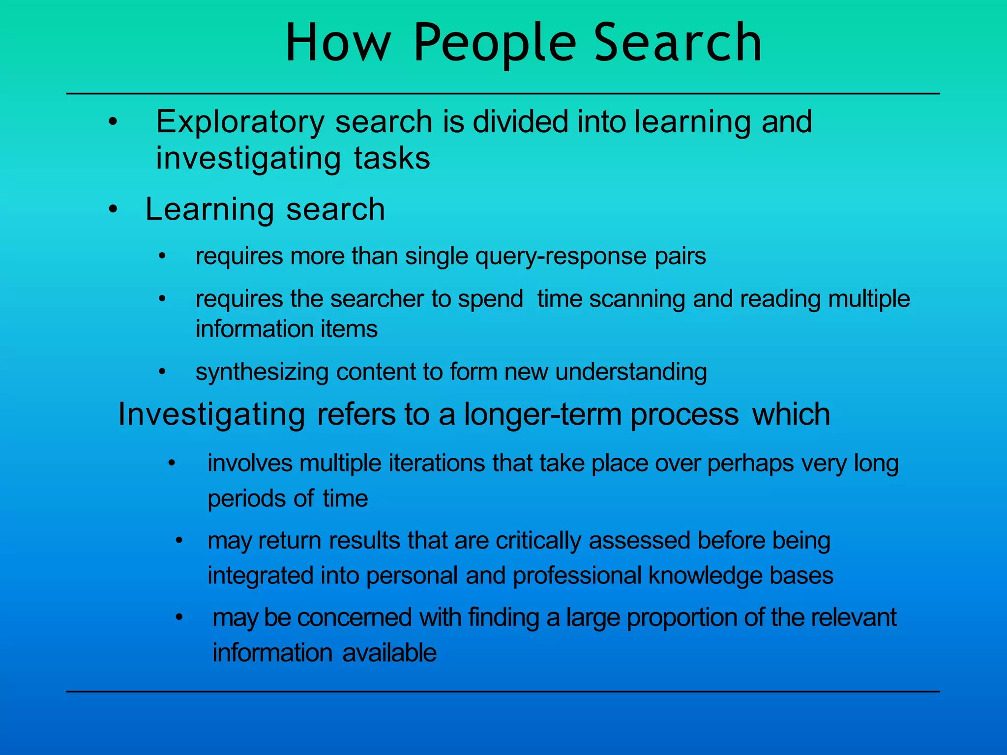 Information retrieval 2 search behaviour and search process | PPTX